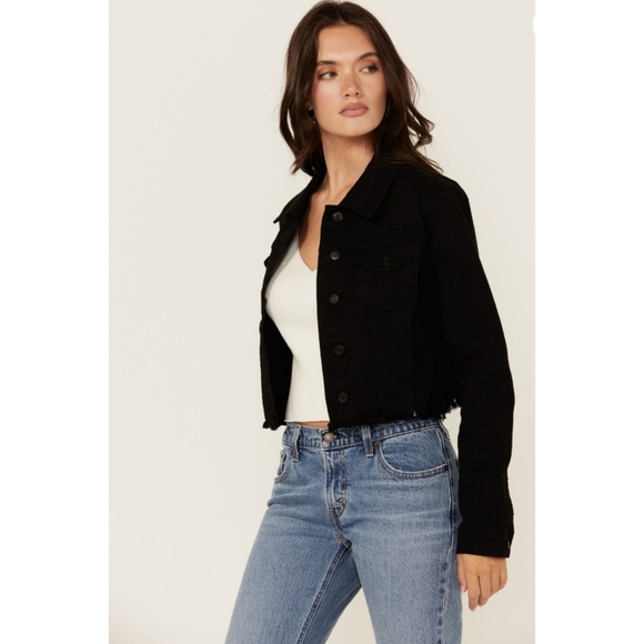 Cello | Jackets & Coats | Cello Womens Frayed Cropped Denim Jacket ...
